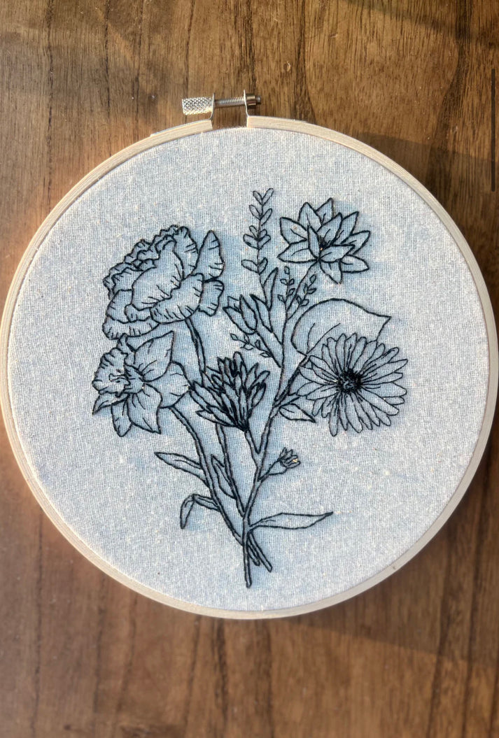 Botanical Line Drawing Embroidery – Eureka Fiber in the Ozarks